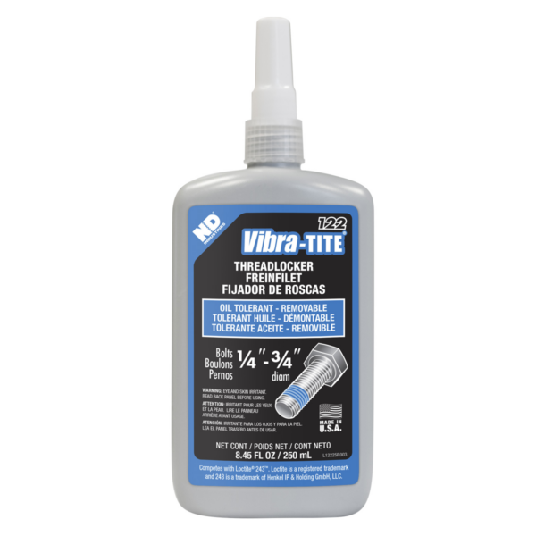 Vibra-Tite 122, Medium Strength Oil Tolerant Threadlocker, 250ml Bottle – BoltsandNuts.com