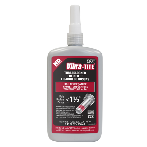 Vibra-Tite 137, High Strength High Temp Threadlocker, 250ml Bottle – BoltsandNuts.com