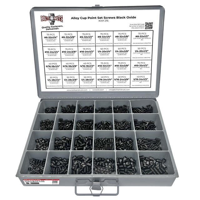 Inch Alloy Steel Cup Point Allen Socket Set Screw Black Oxide - 1441 PCS – BoltsandNuts.com