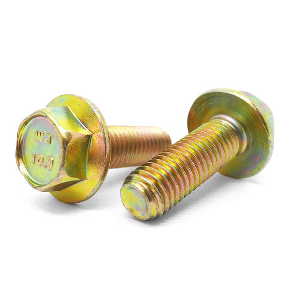 M6-1.0x20 Class 10.9 Hex Flange Bolts Zinc Yellow – BoltsandNuts.com