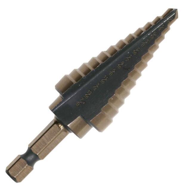 #4 High Speed Steel Black & Gold Quick Change Hex Shank Step Drill Bit ...