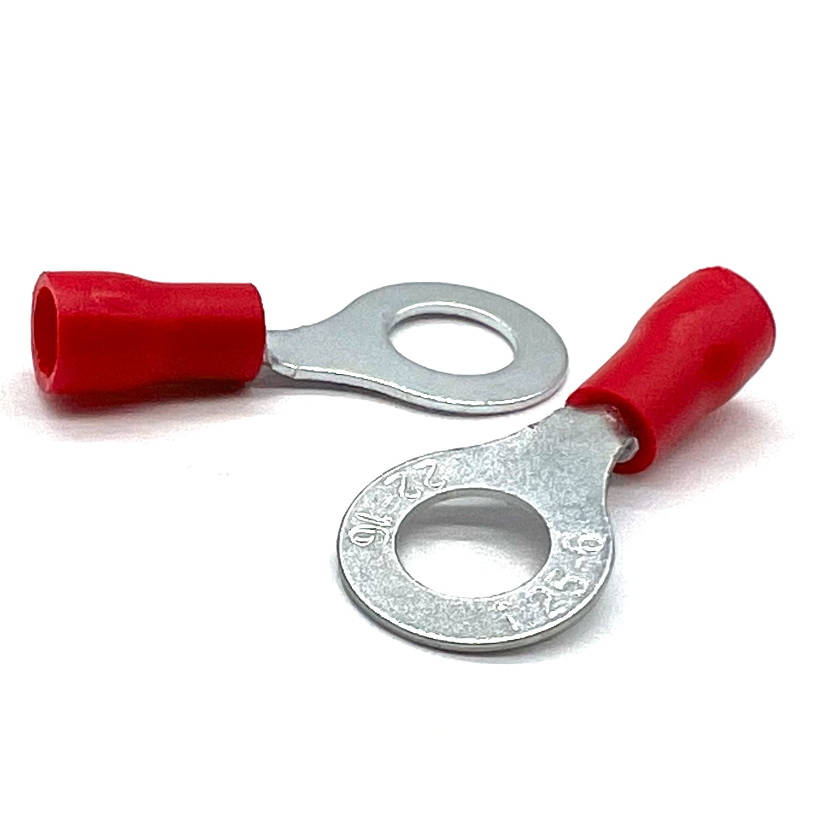 Red PVC/Vinyl 1/4" Diameter Ring Crimp Connector, AWG 22-16 ...
