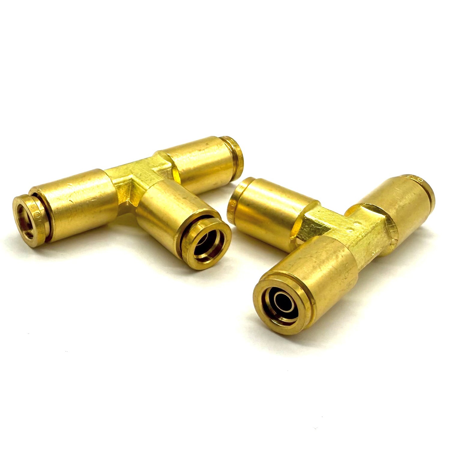 3/8" Tube Union Tee Coupling, D.O.T. Brass Push to Connect Air Brake ...