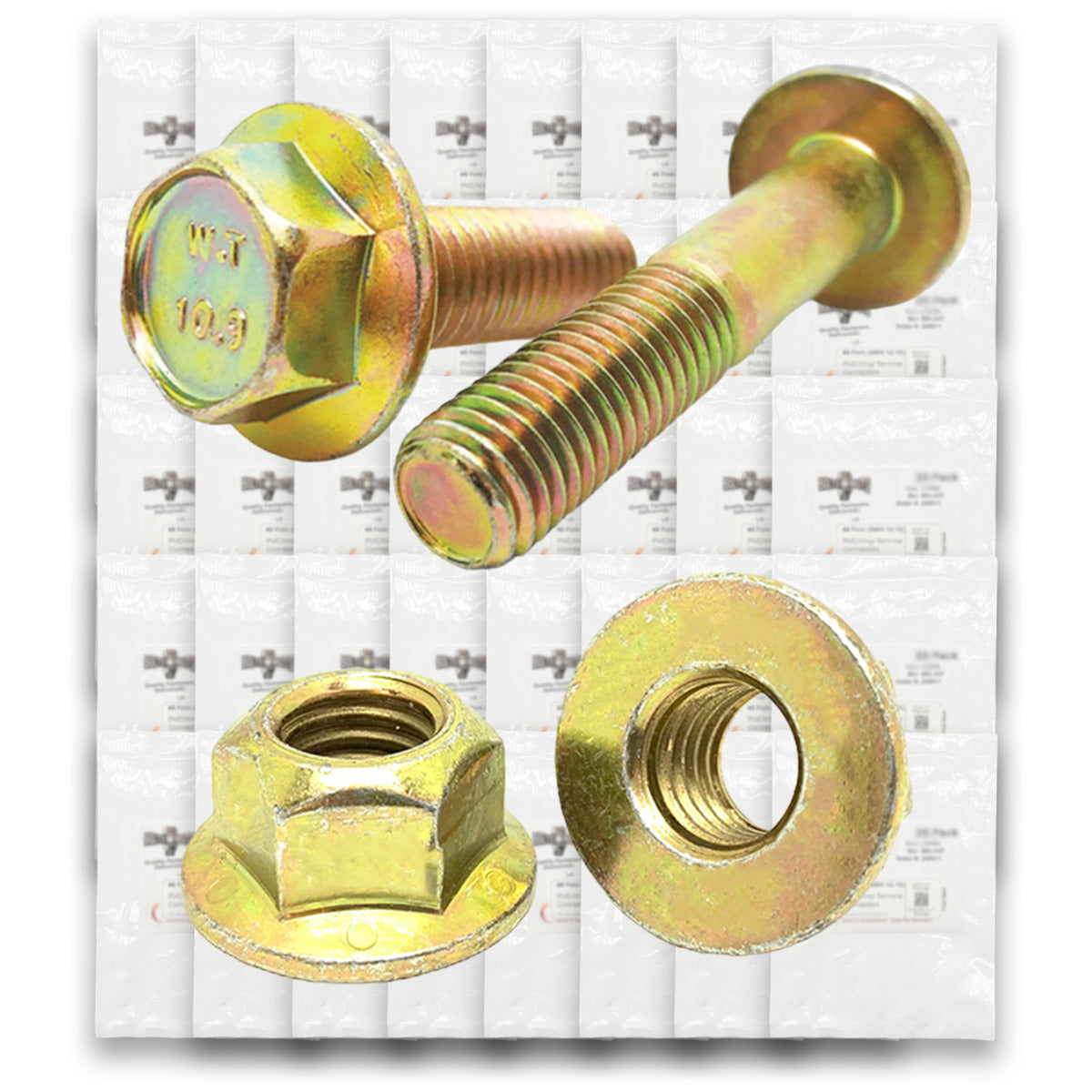 Metric Class 10.9 Hex Flange Frame Bolts & Nuts Assortment Zinc Yellow ...