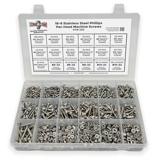 Inch Stainless Steel Phillips Pan Head Machine Screws, Hex Nuts, Flat ...
