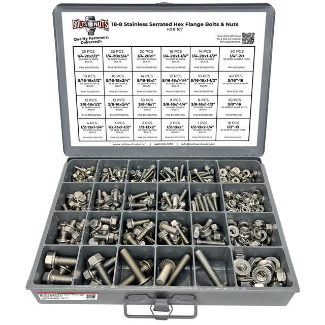 Inch Stainless Steel Serrated Hex Flange Bolts & Lock Nuts Assortment ...