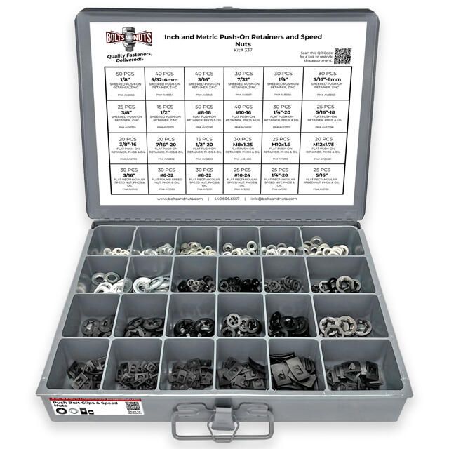 Inch and Metric Push-On Bolt Retainers and Speed Nuts Assortment - 696 ...