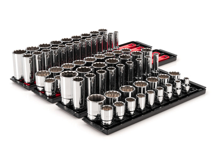 1/2 Inch Drive Shallow and Deep 12-Point Socket Set with Rails and ...